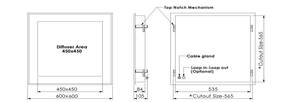 Cleanroom LED Panel Light | Bottom Openable | IP65 | 1×1 & 2×2
