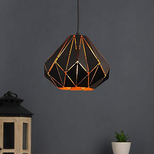 ELIANTE Geometric Metal Pendant Light Diamond Black for Living Room, B