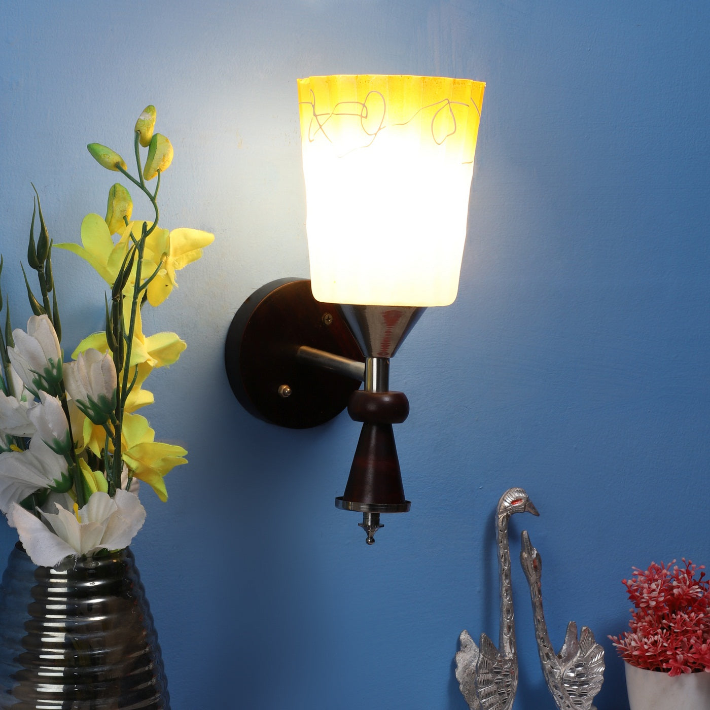 Black Wood Wall Light - 839-1W - Included Bulb
