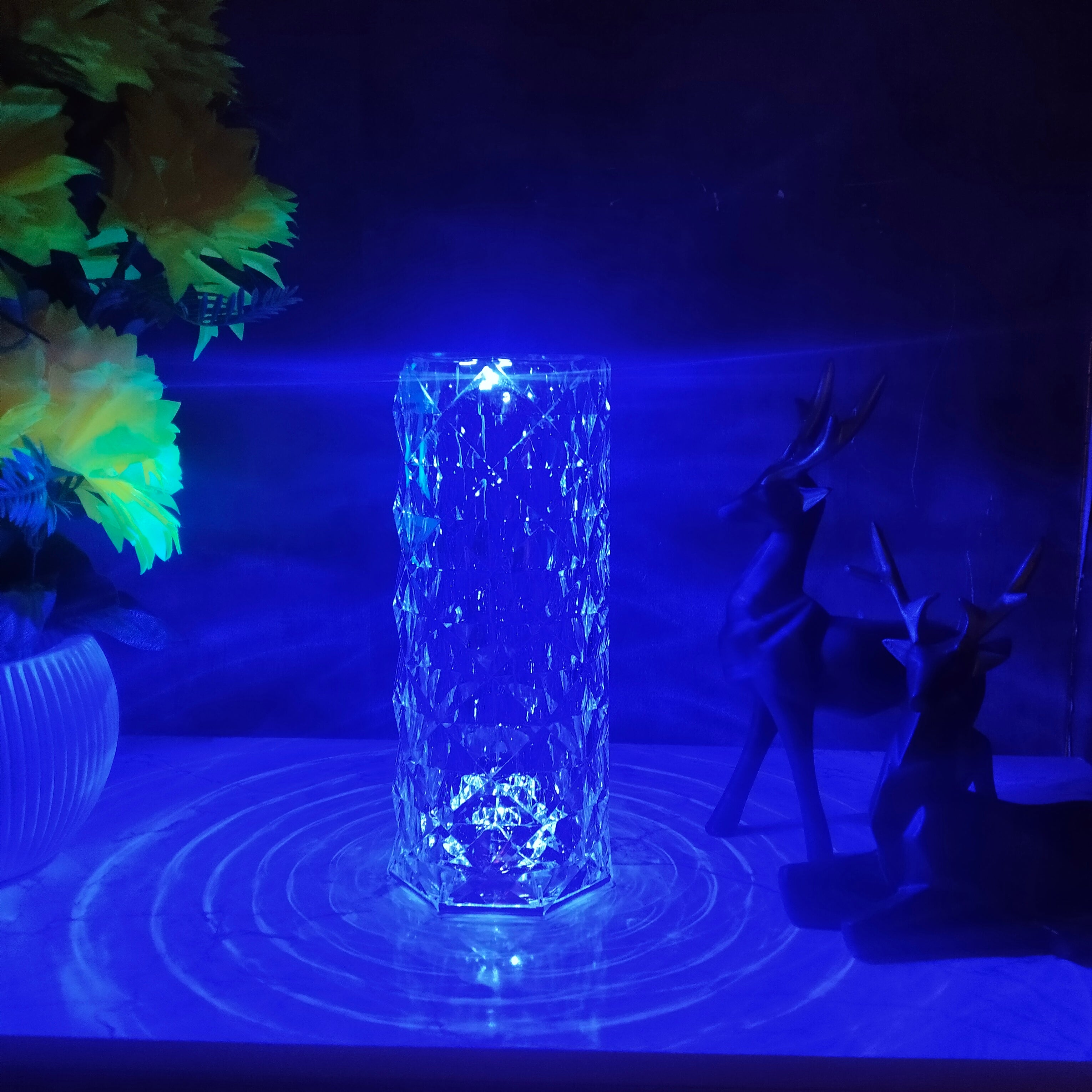 Luxury Crystal Diamond LED Table Lamp – Rechargeable RGB with Remote C