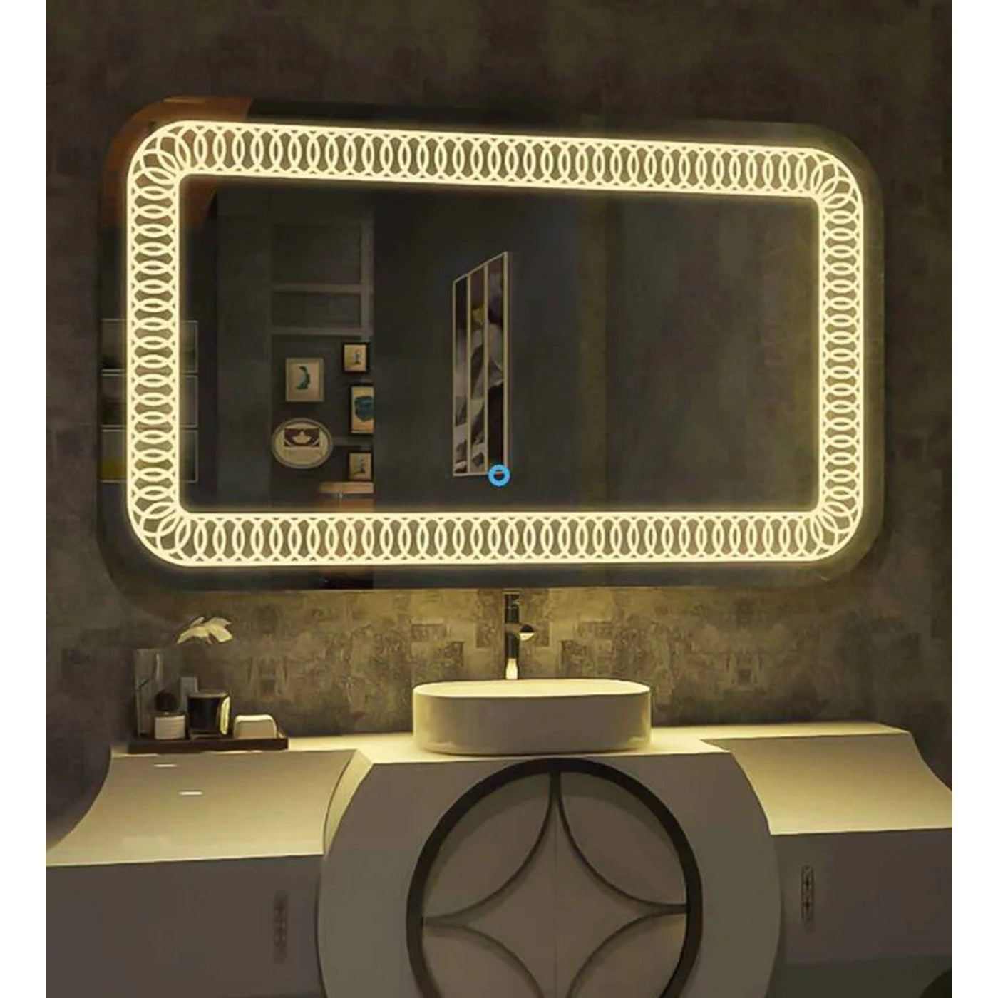 Ring Patern Rectangular Led Mirror