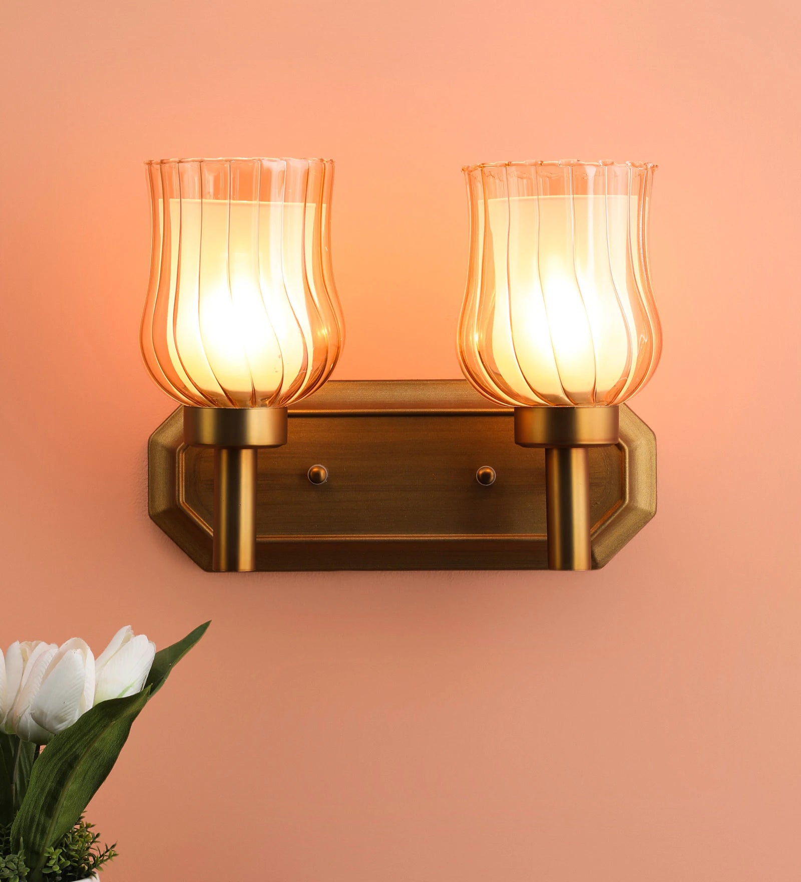 Reims Yellow Glass Wall Sconces | S-139-2W | Included Bulb | Eliante b